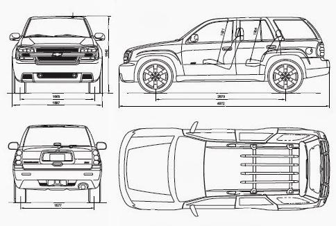 Chevrolet Trailblazer Dimensions Coloring Sketch Coloring Page